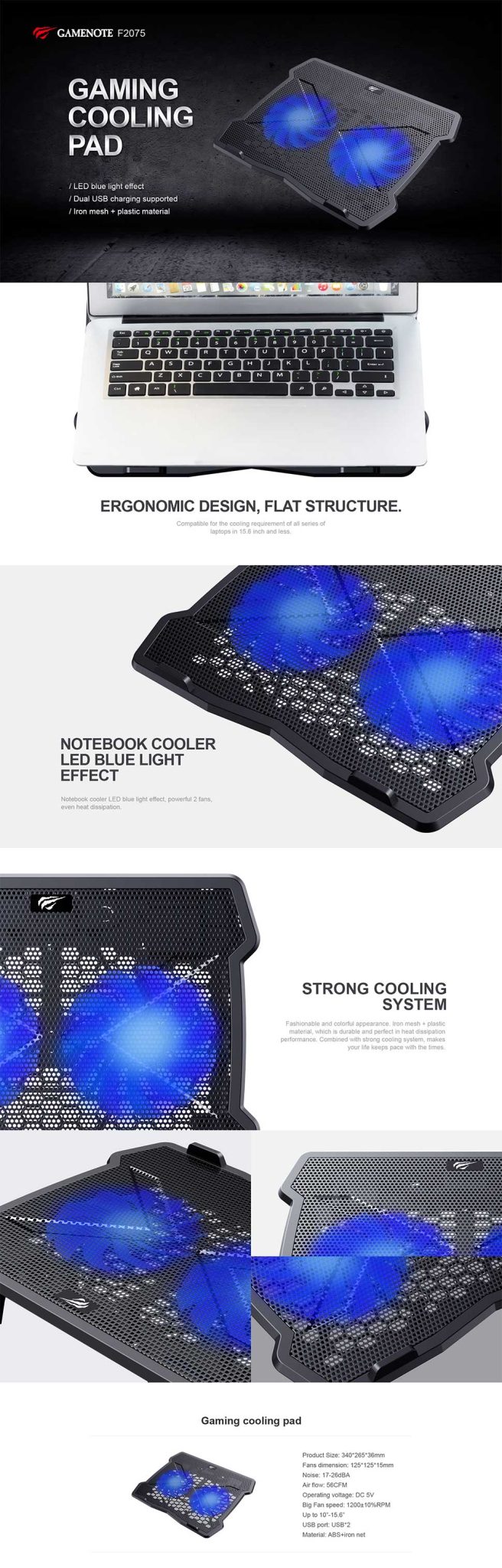 HAVIT HV-F2075 Gaming Laptop Cooling Pad - Cloudline Technologies