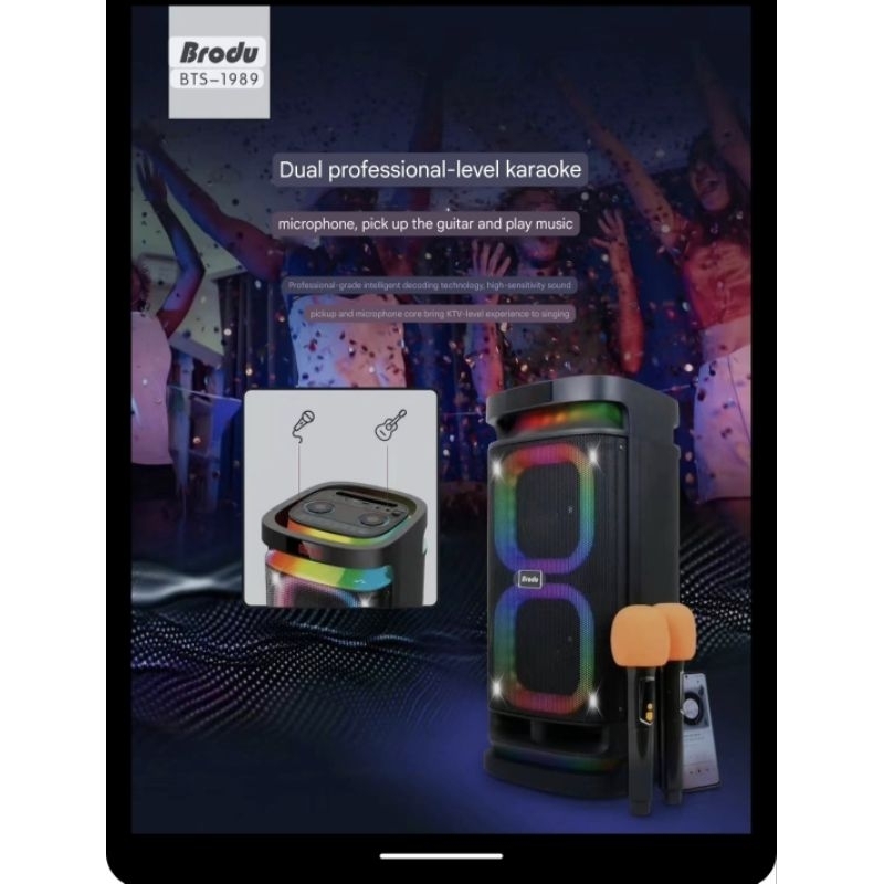 Brodu BTS-1989 Bluetooth Karaoke 22″ Speaker With 2 Microphone ...